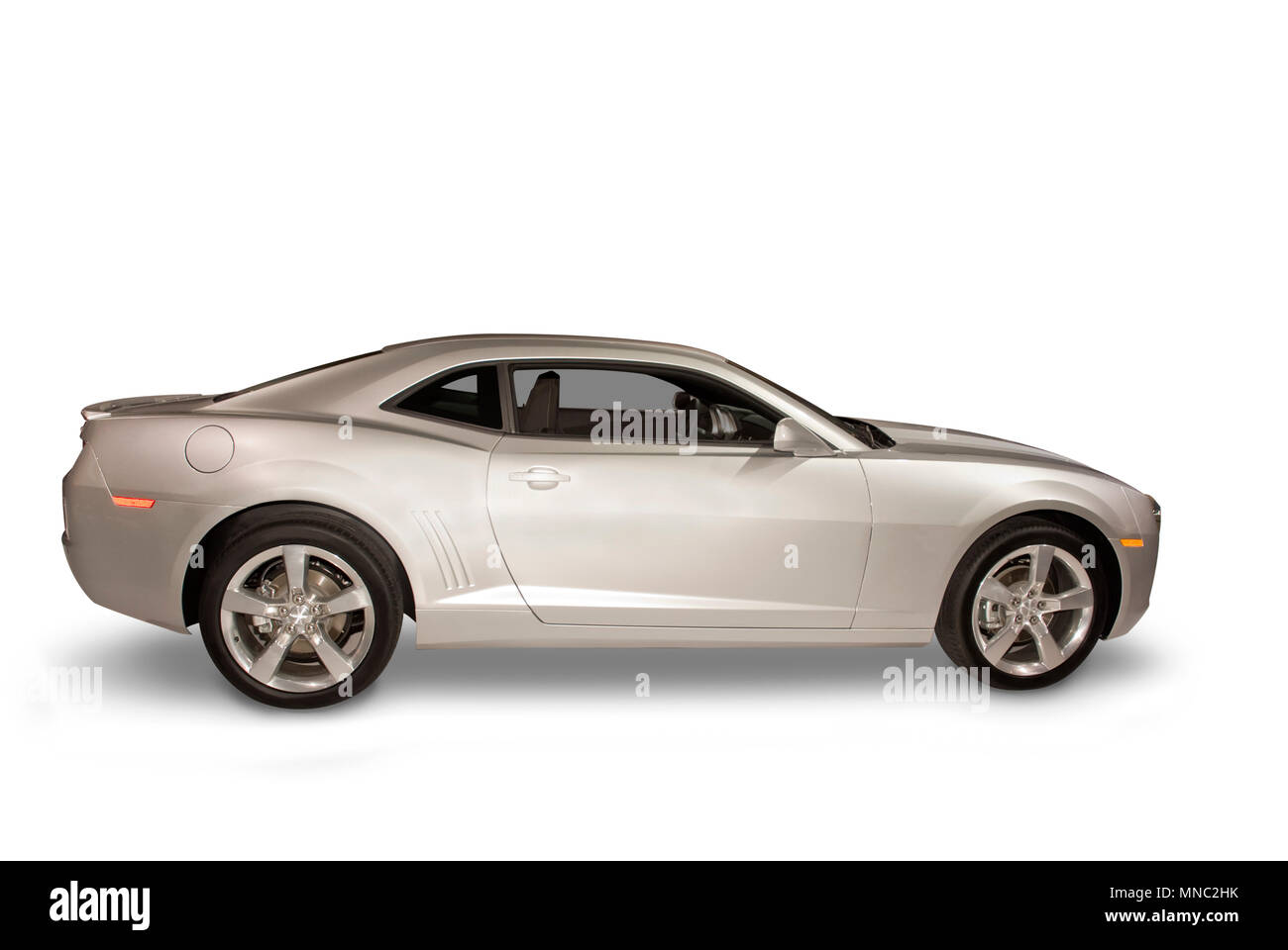 Brand new sports car isolated on a white background. A realistic shadow ...