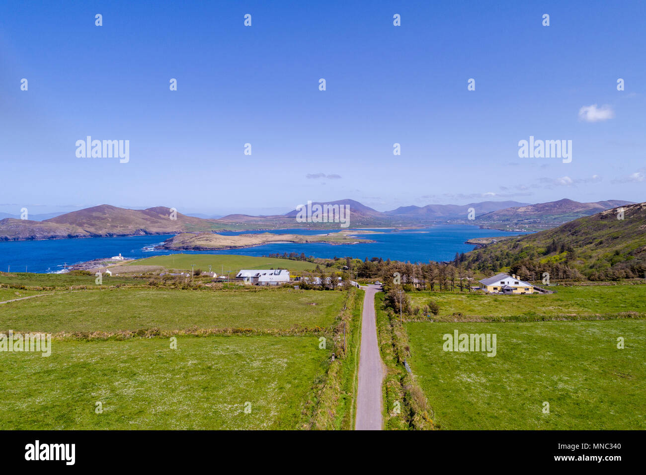 Aerial view of Valentia Island County Kerry, Ireland Looking towards ...