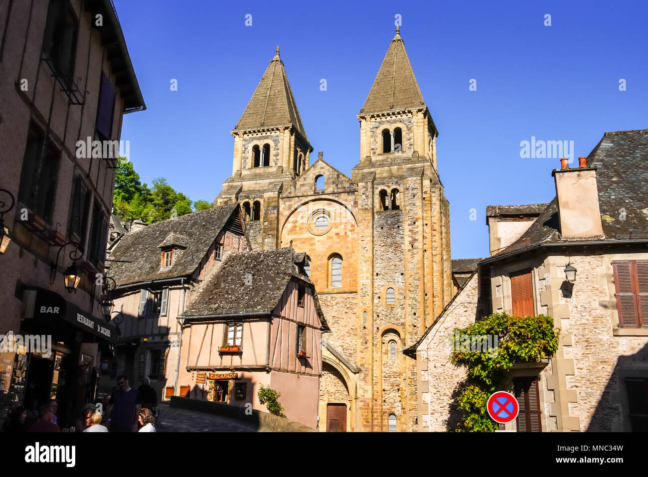 Beautiful view of medieval village of Conques, Occitanie, France Stock ...