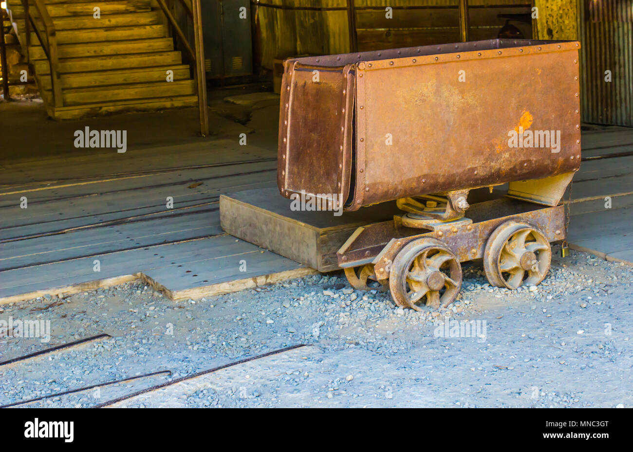 Vintage Rusty Mining Ore Cart Stock Photo - Alamy