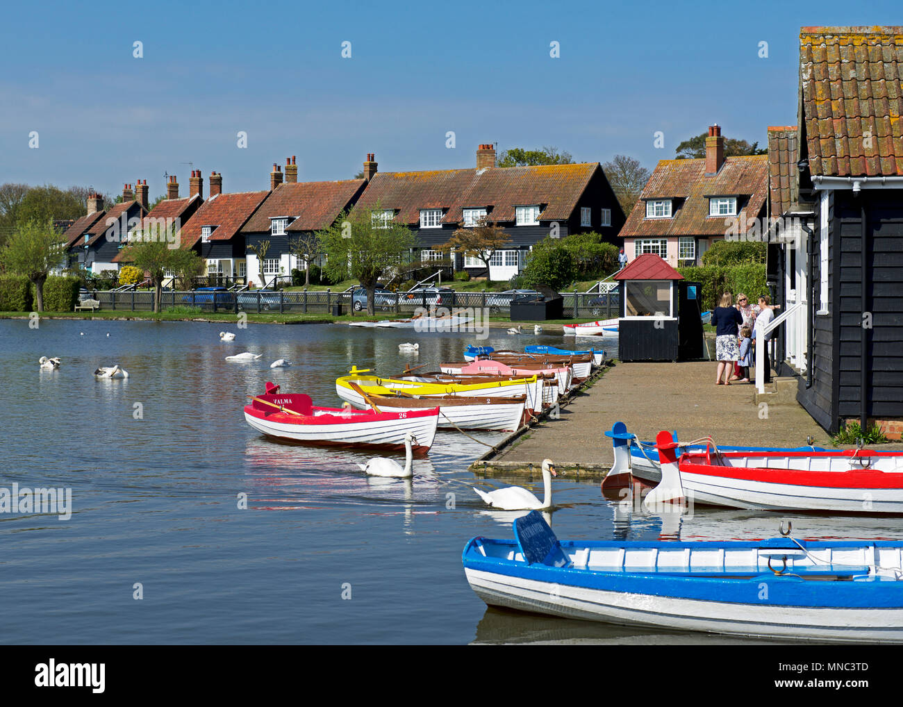 The mere in the village of Thorpeness, Suffolk, England UK Stock Photo ...
