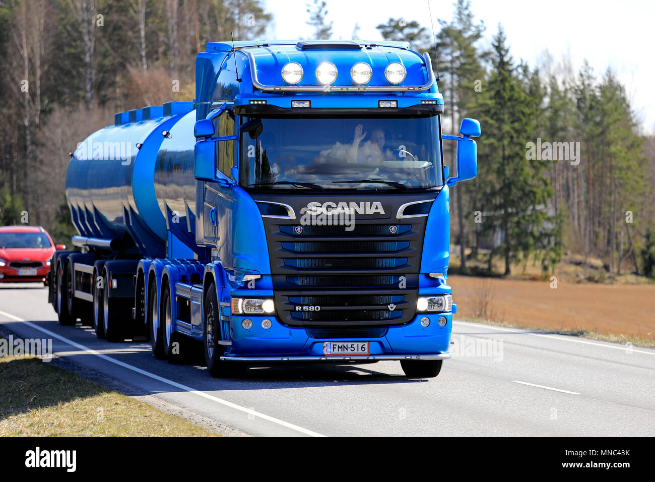 Blue Scania R580 tank truck for precipitated calcium carbonate ...