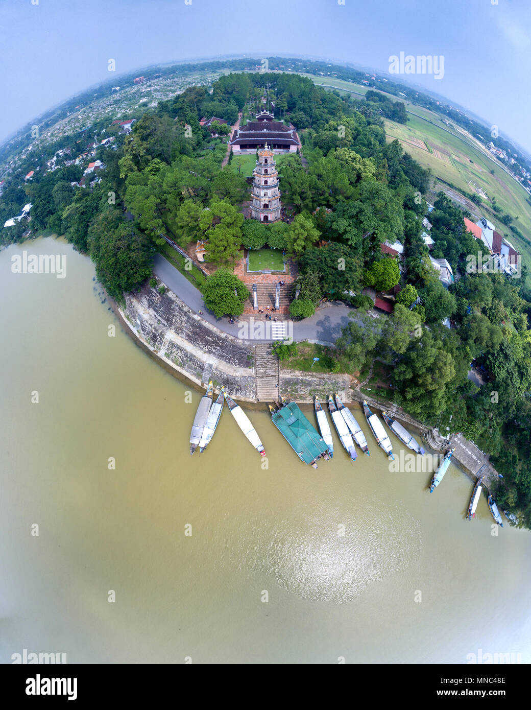 Thien Mu Pagoda, Hue, Vietnam, high angle view Stock Photo - Alamy