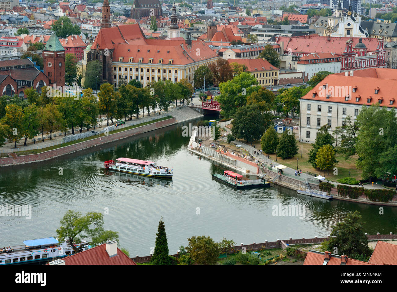 The Ostrow Tumski district (Cathedral island) and the Oder river ...