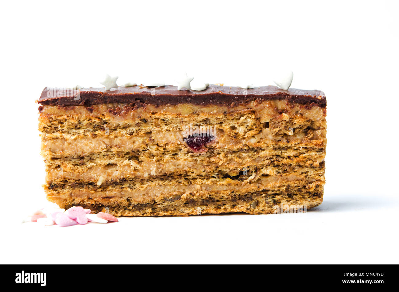 Chocolate cake slice isolated on white background Stock Photo - Alamy