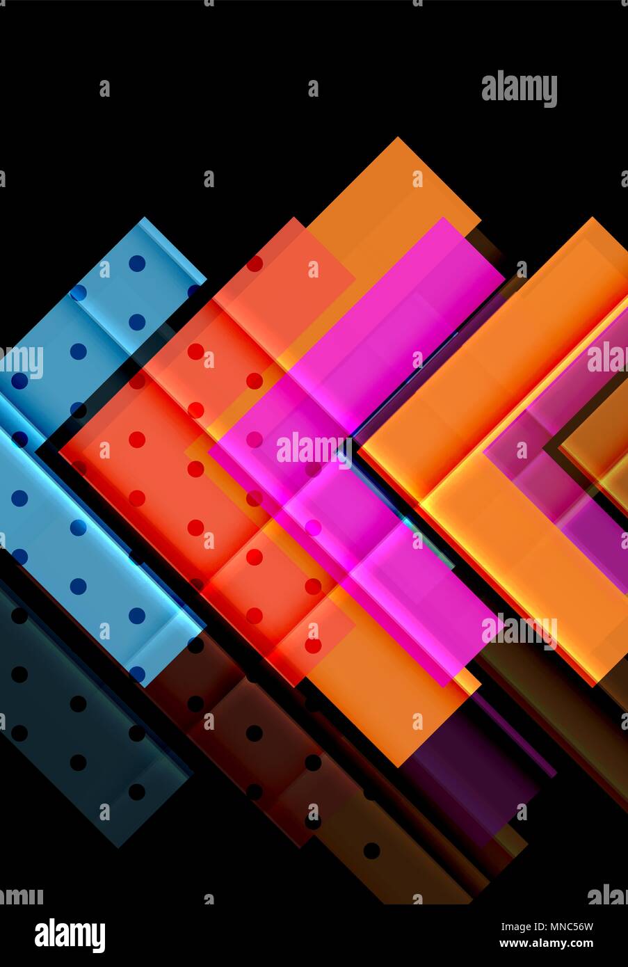 Colorful triangles and arrows on dark background. Colorful triangles ...