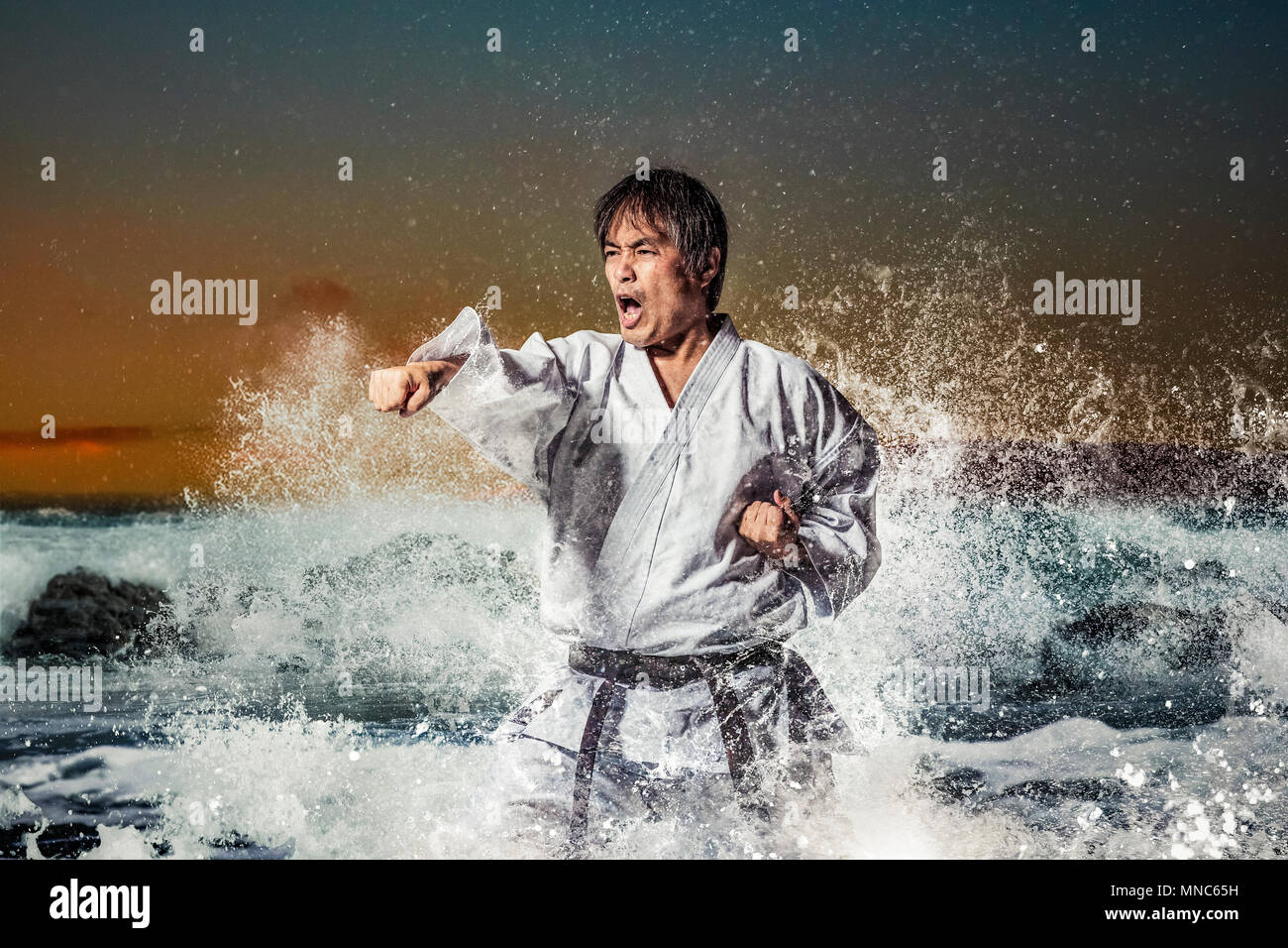 Image composite of Japanese karate athlete Stock Photo - Alamy