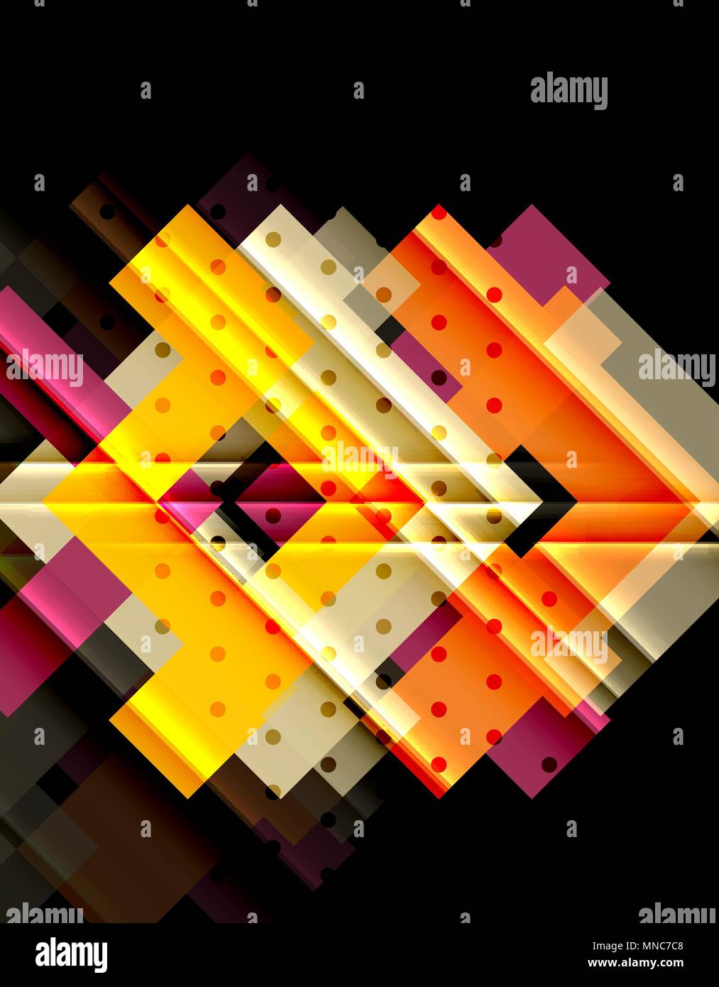 Colorful triangles and arrows on dark background. Colorful triangles ...