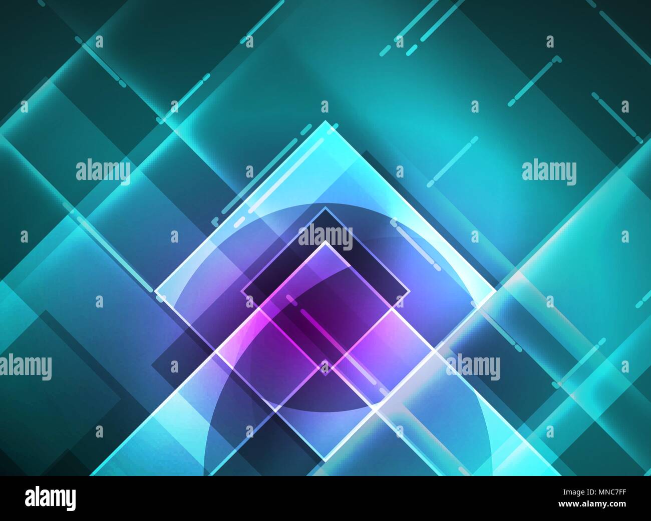 Glowing squares in the dark, digital abstract background. Glowing ...