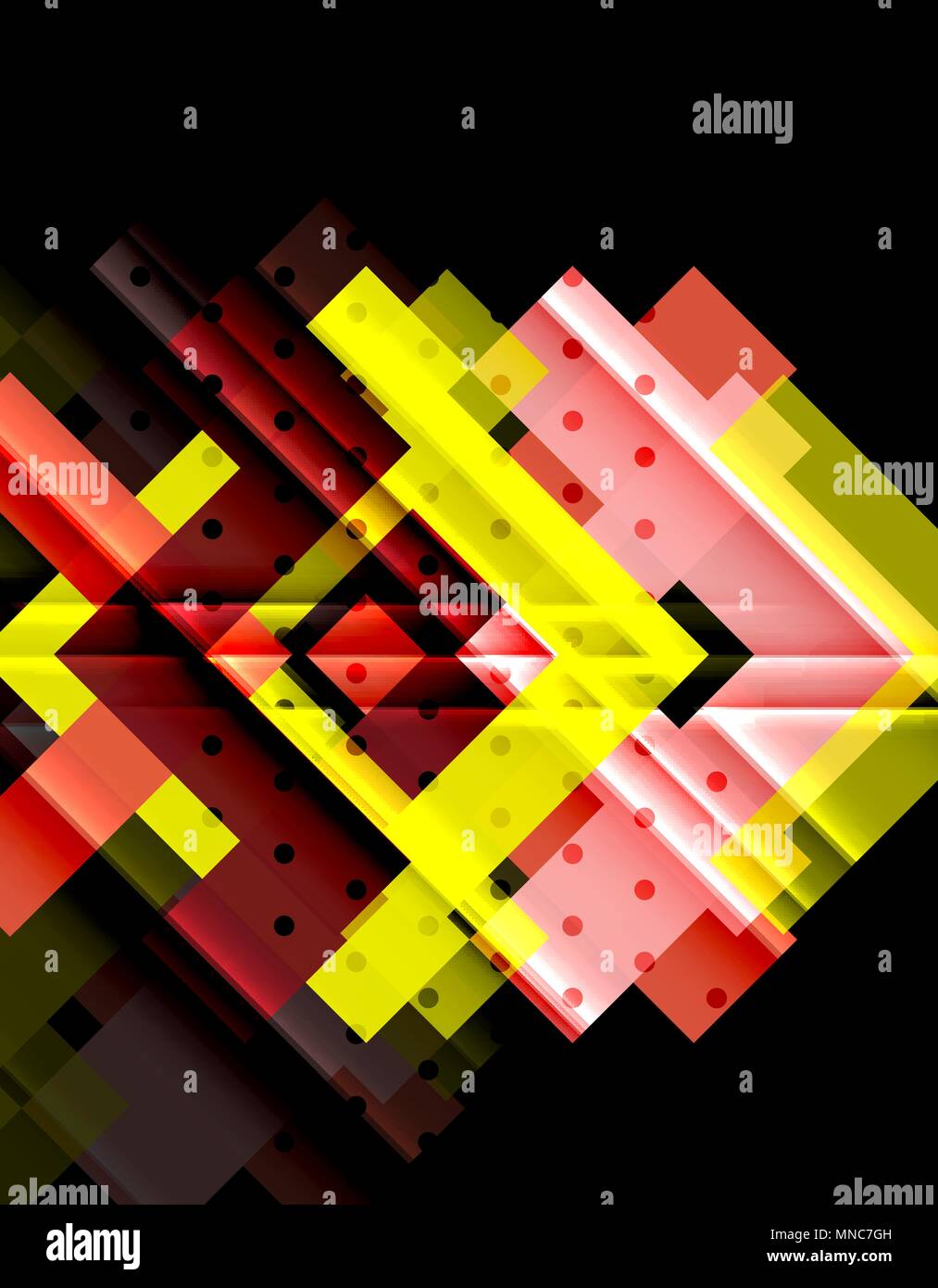 Colorful triangles and arrows on dark background. Colorful triangles ...