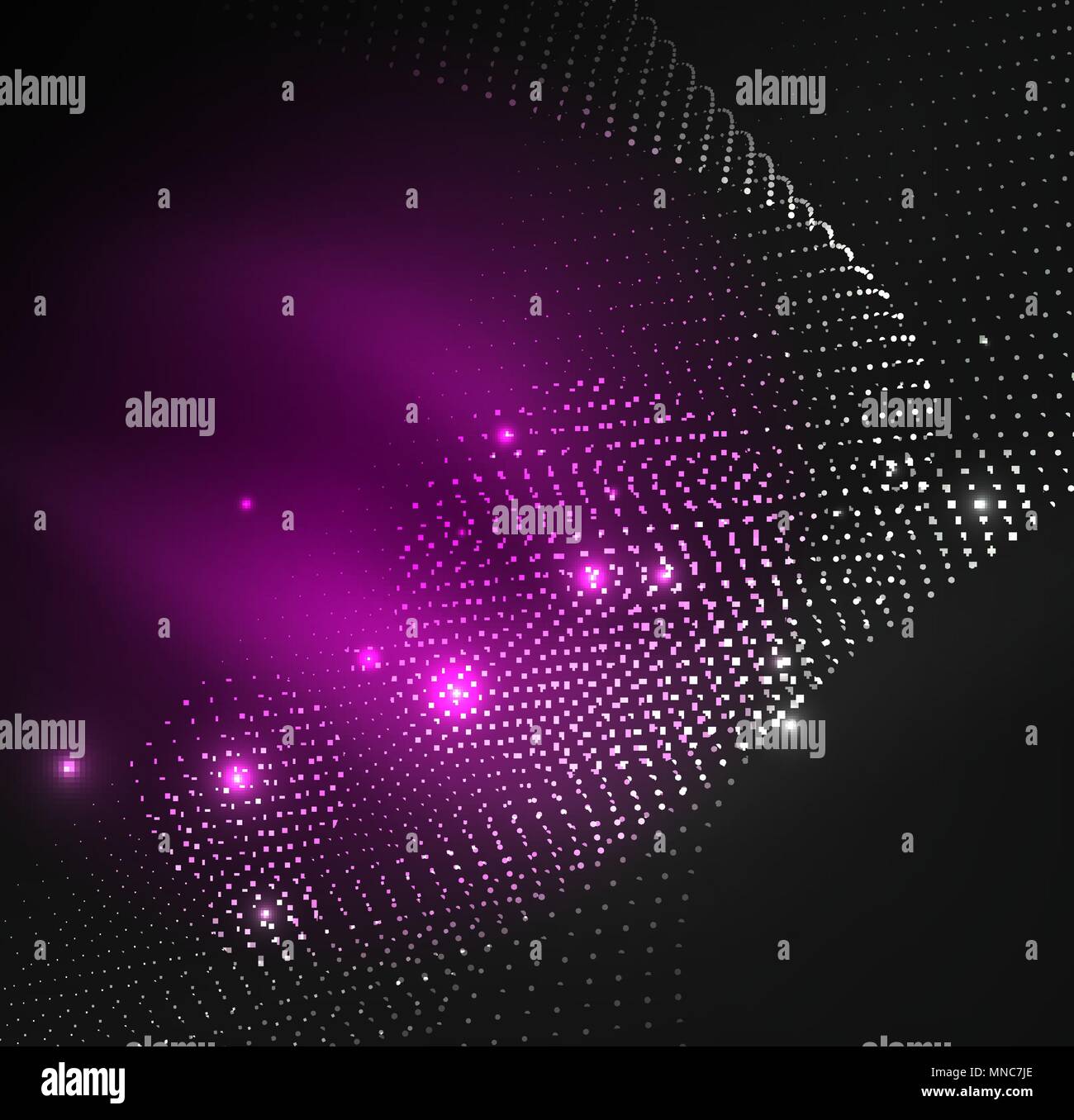 3D illuminated wave of glowing particles. 3D illuminated wave of ...