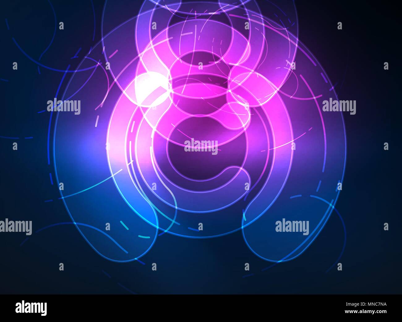 Round glowing elements on dark space, abstract background. Round ...
