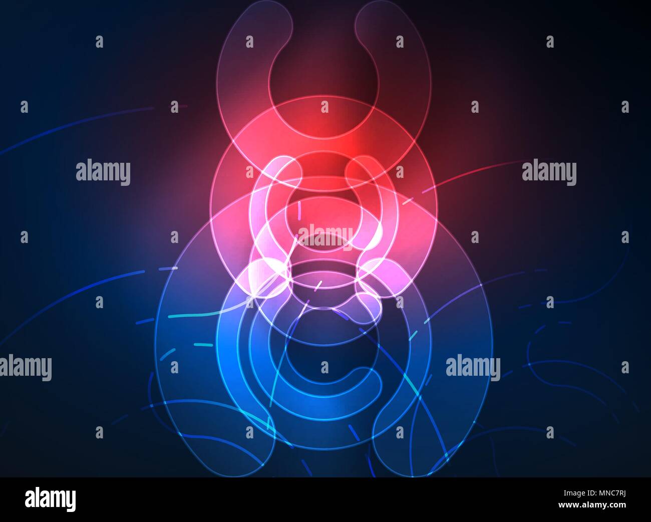 Round glowing elements on dark space, abstract background. Round ...