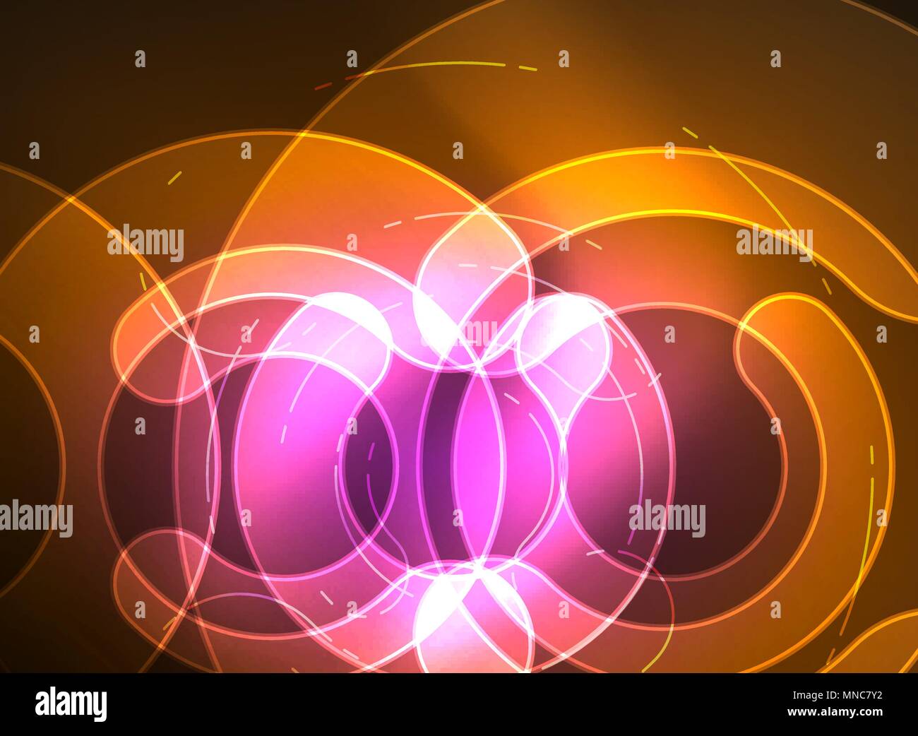 Round glowing elements on dark space, abstract background. Round ...