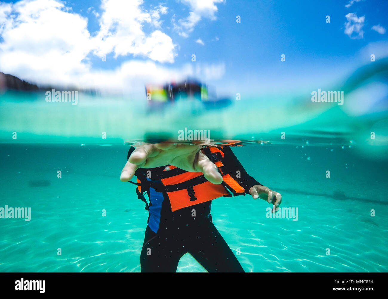 Underwater sea clear water Bright blue Stock Photo - Alamy