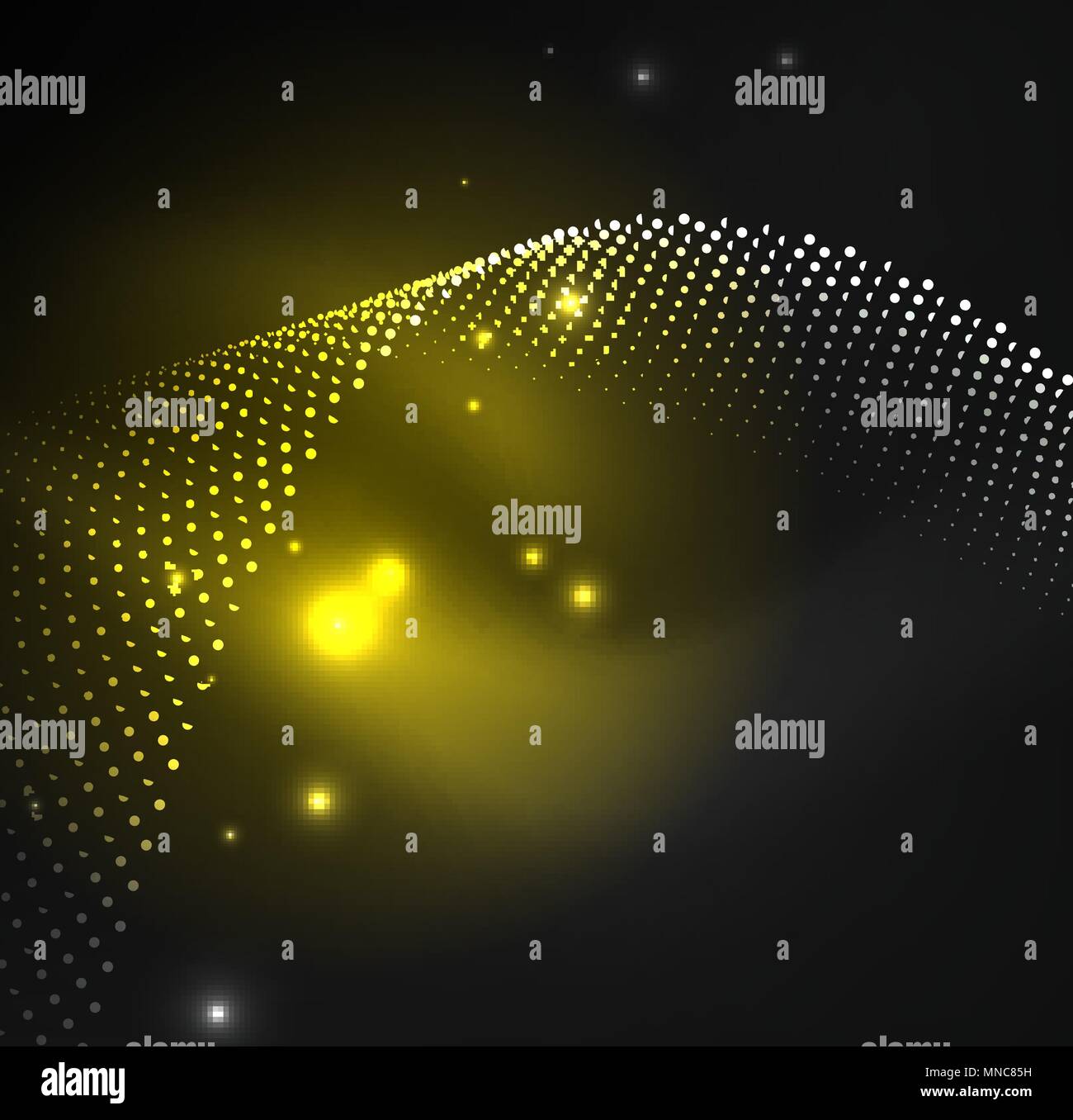 3D illuminated wave of glowing particles. 3D illuminated wave of ...