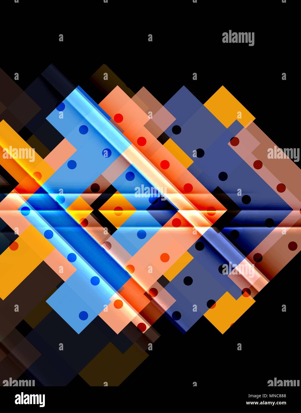 Colorful triangles and arrows on dark background. Colorful triangles ...