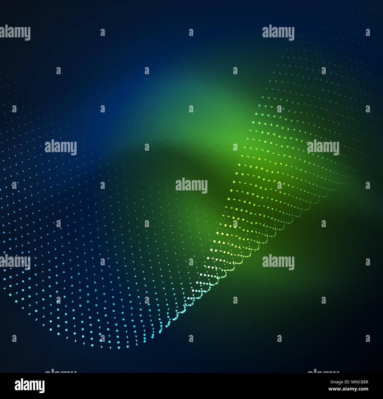 3D illuminated wave of glowing particles. 3D illuminated wave of ...