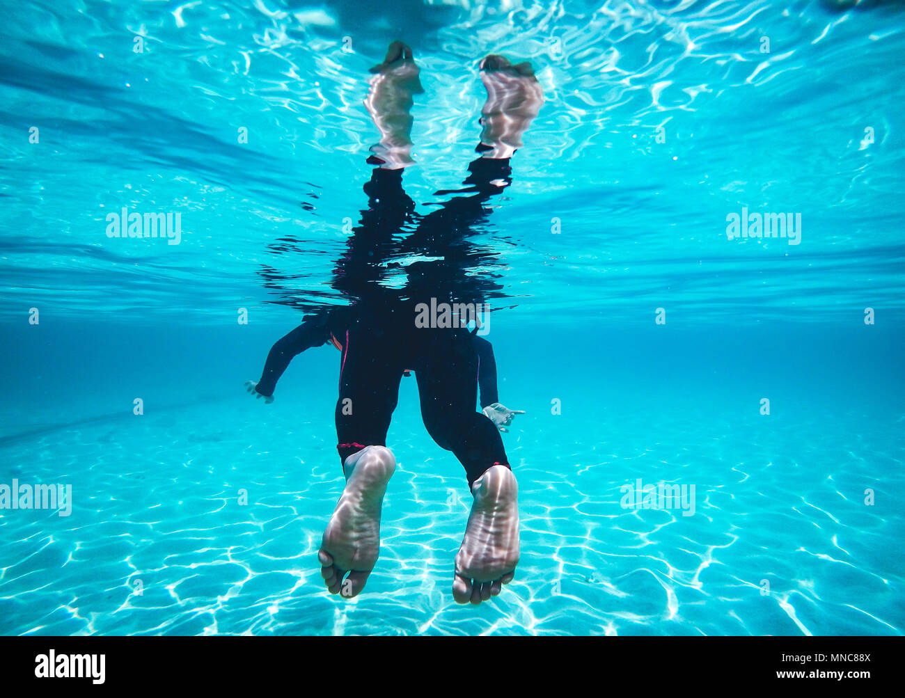 Underwater sea clear water Bright blue Stock Photo - Alamy