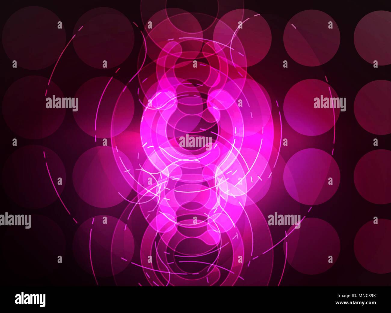 Round glowing elements on dark space, abstract background. Round ...