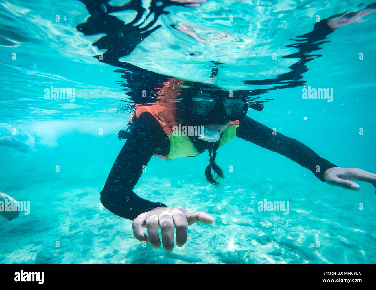 Underwater sea clear water Bright blue Stock Photo - Alamy