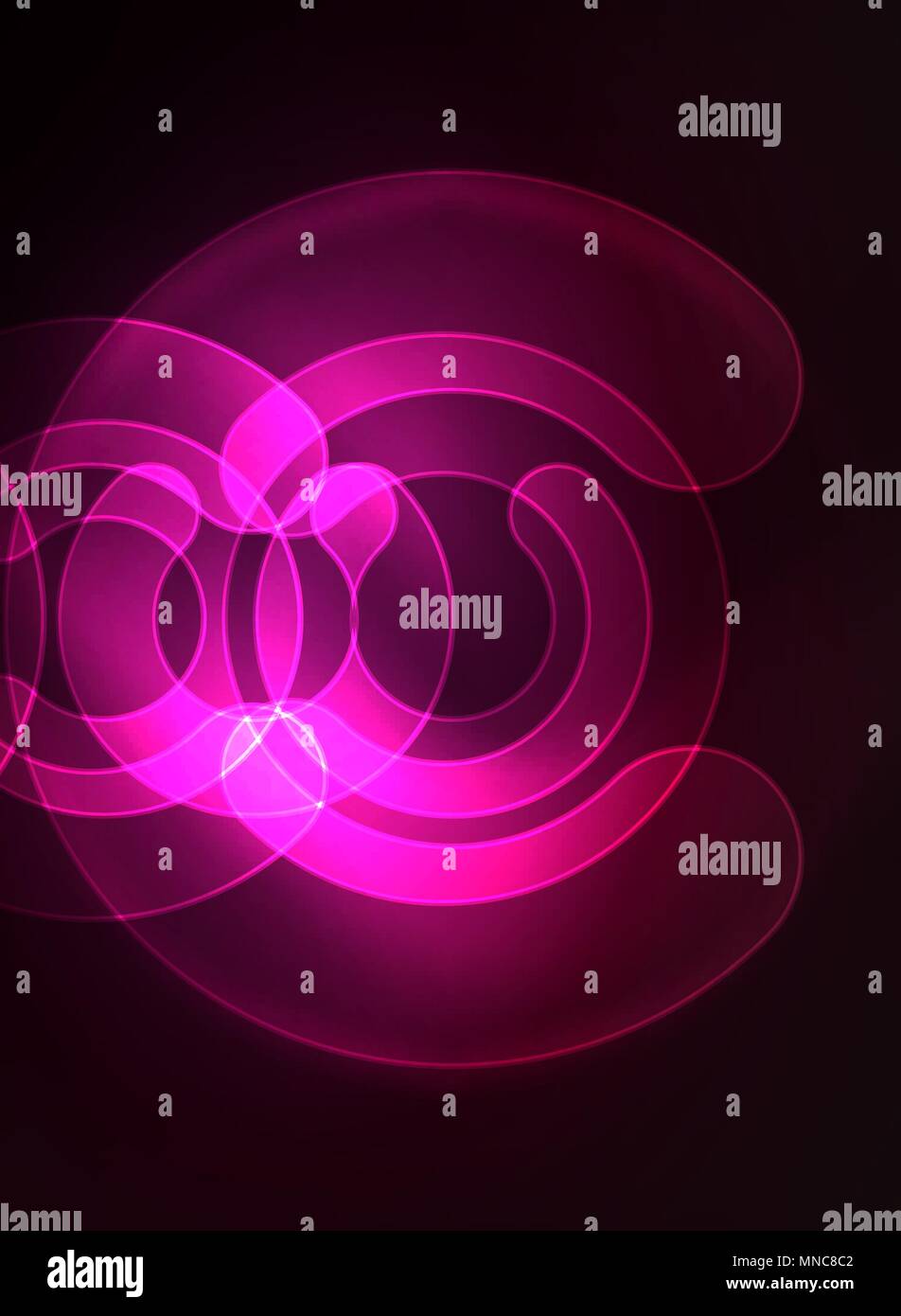 Round glowing elements on dark space, abstract background. Round ...