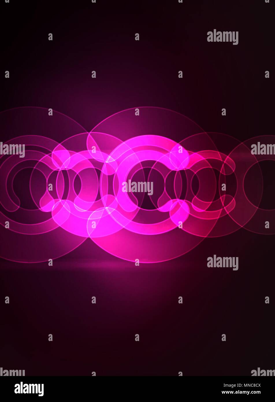Round glowing elements on dark space, abstract background. Round ...