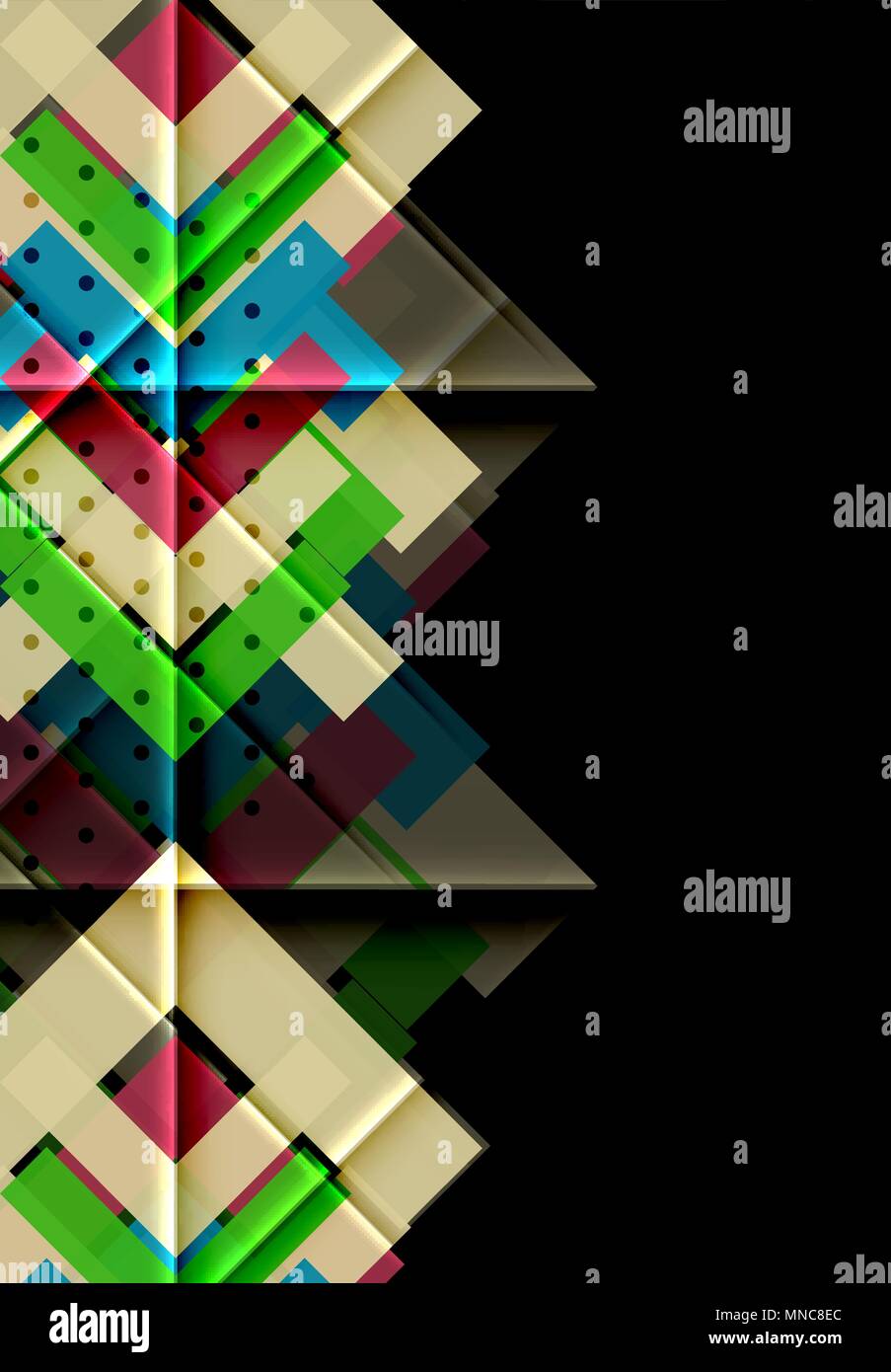 Colorful triangles and arrows on dark background. Colorful triangles ...