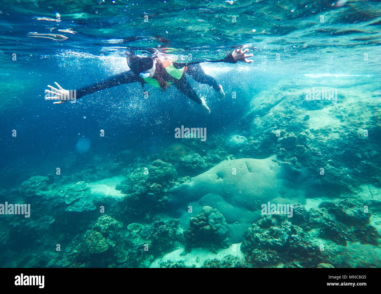 Underwater sea clear water Bright blue Stock Photo - Alamy