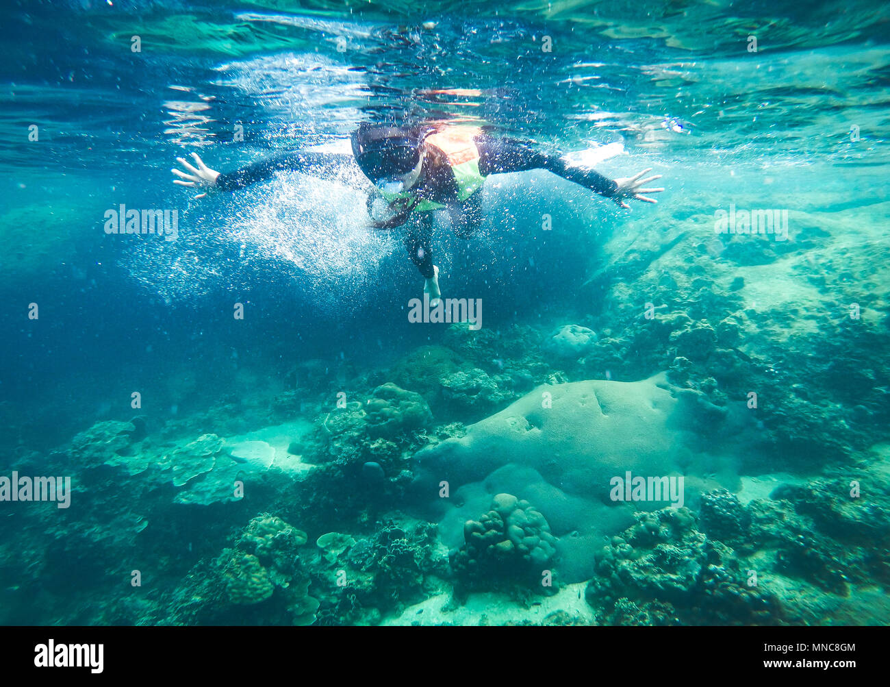 Underwater sea clear water Bright blue Stock Photo - Alamy