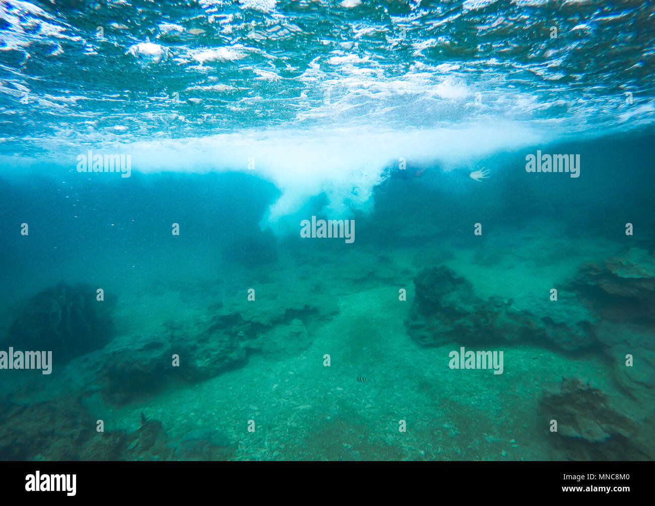 Underwater sea clear water Bright blue Stock Photo - Alamy