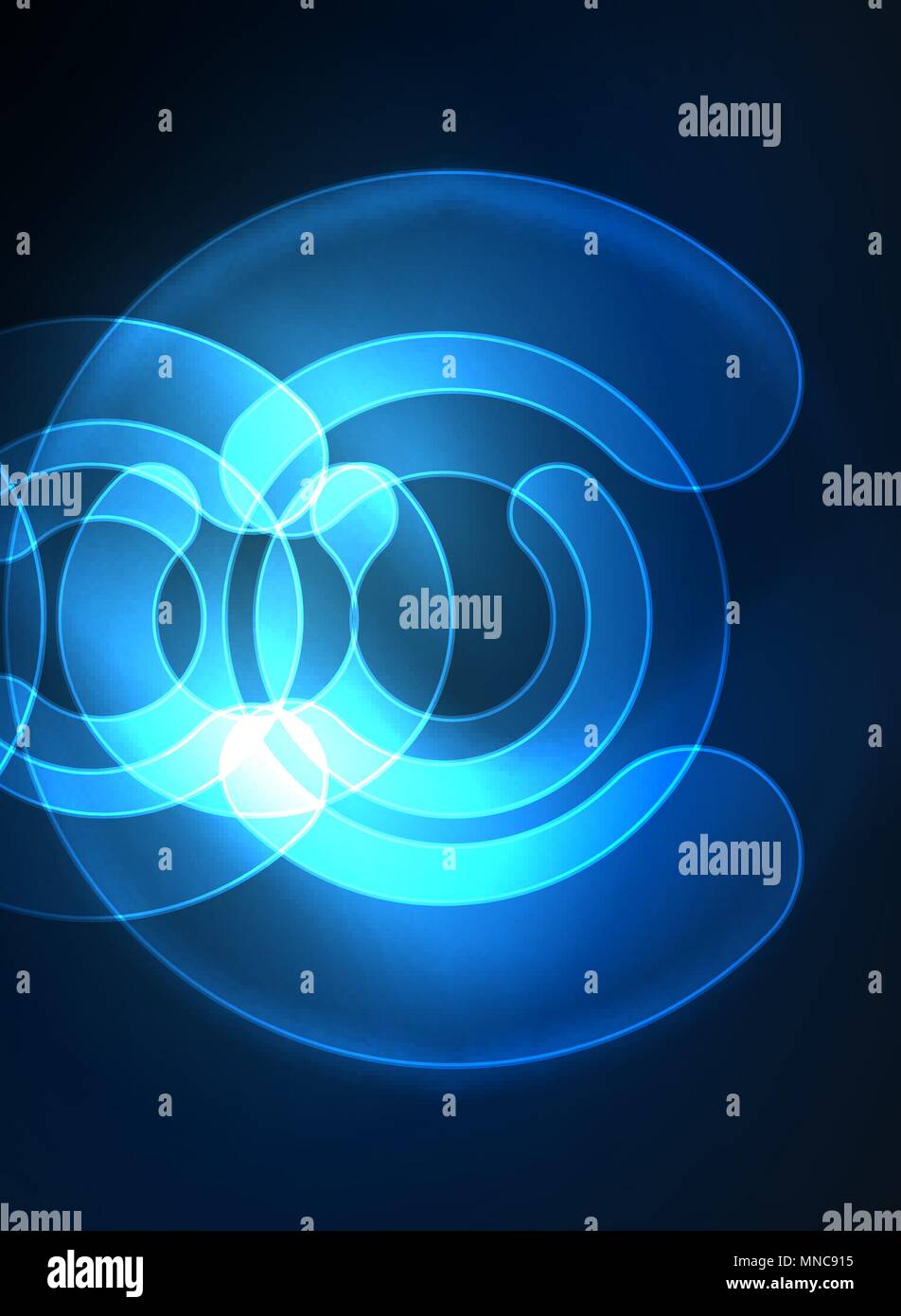 Round glowing elements on dark space, abstract background. Round ...