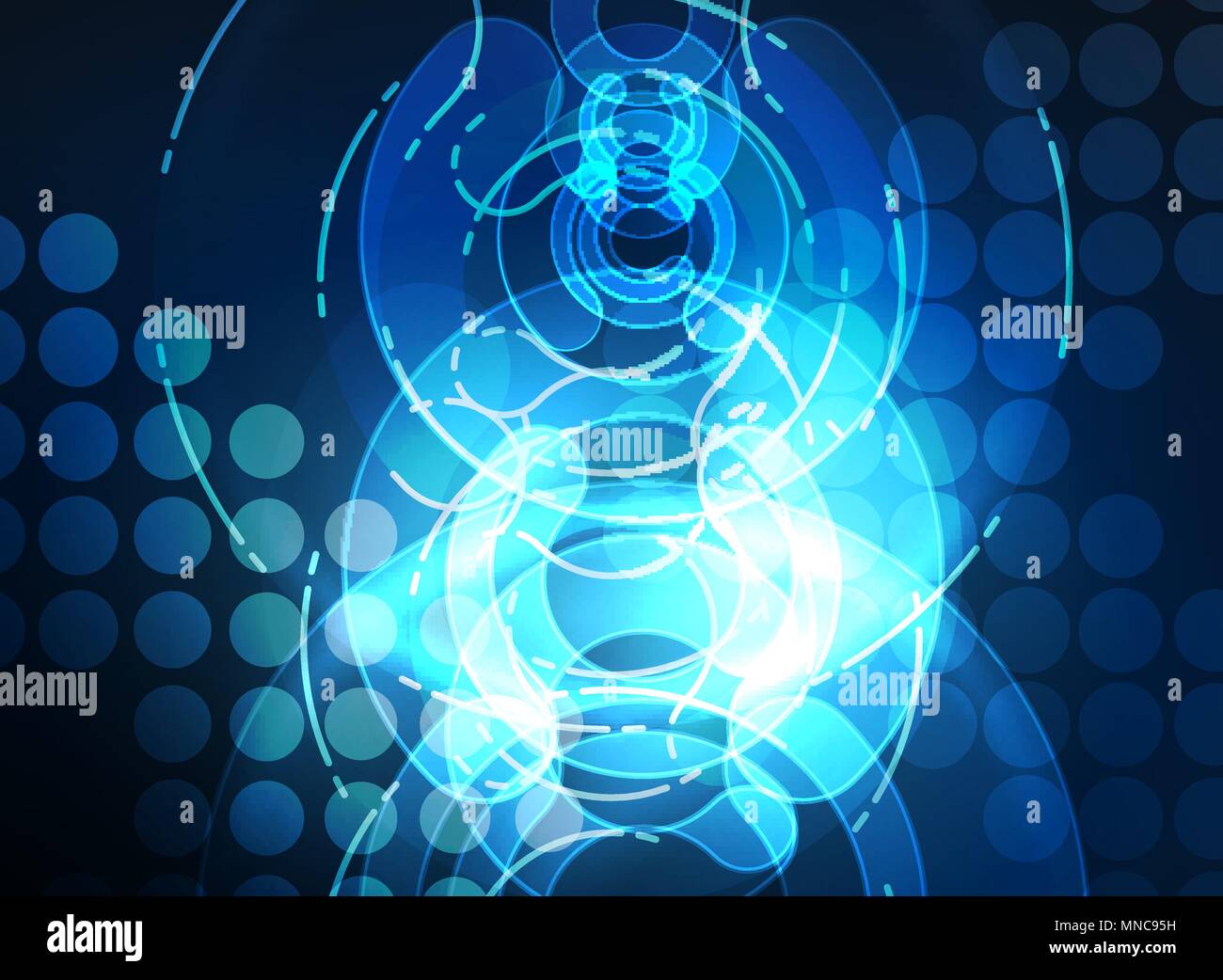 Round glowing elements on dark space, abstract background. Round ...