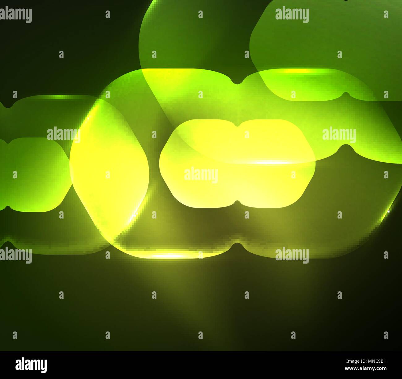 Blurred transparent hexagons on dark, digital abstract background ...