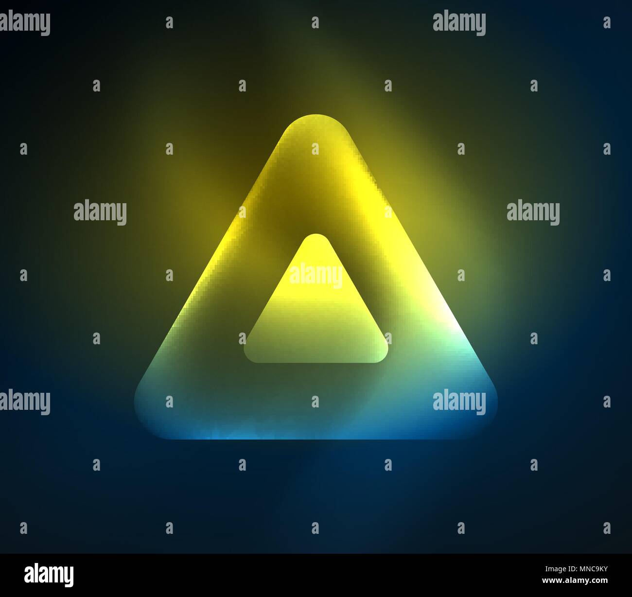 Glass glowing bright triangles on dark space design abstract background ...