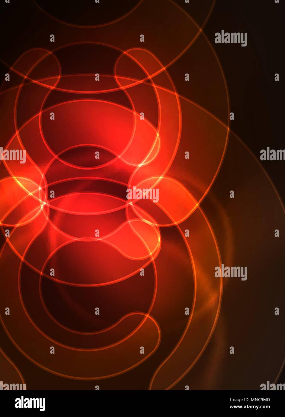 Round glowing elements on dark space, abstract background. Round ...