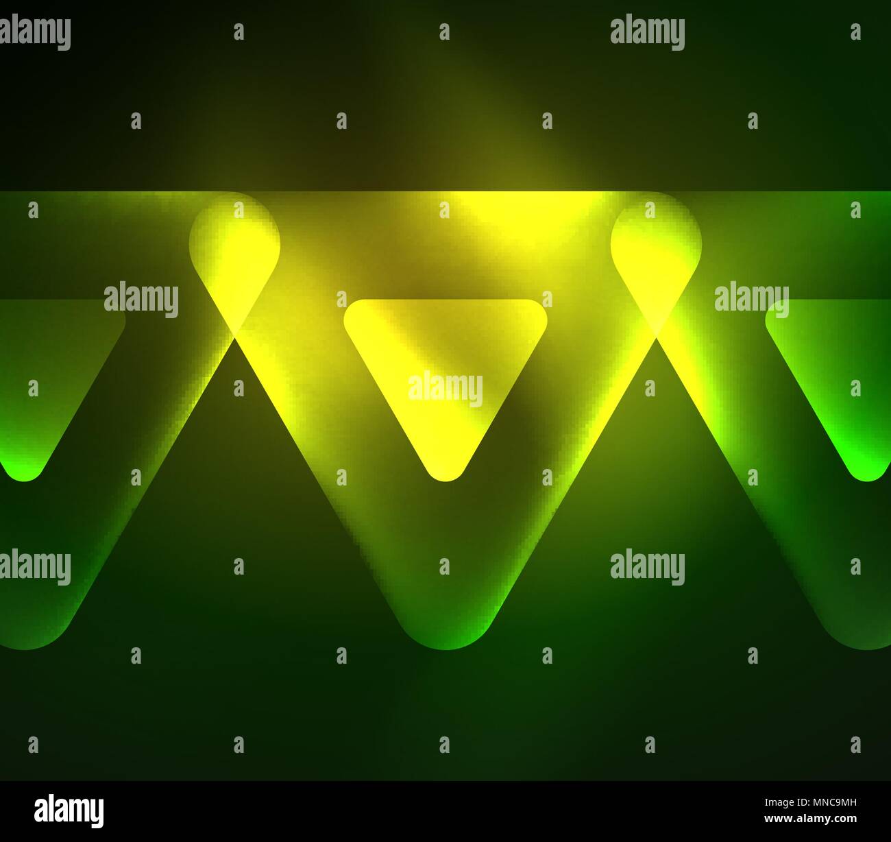 Glass glowing bright triangles on dark space design abstract background ...