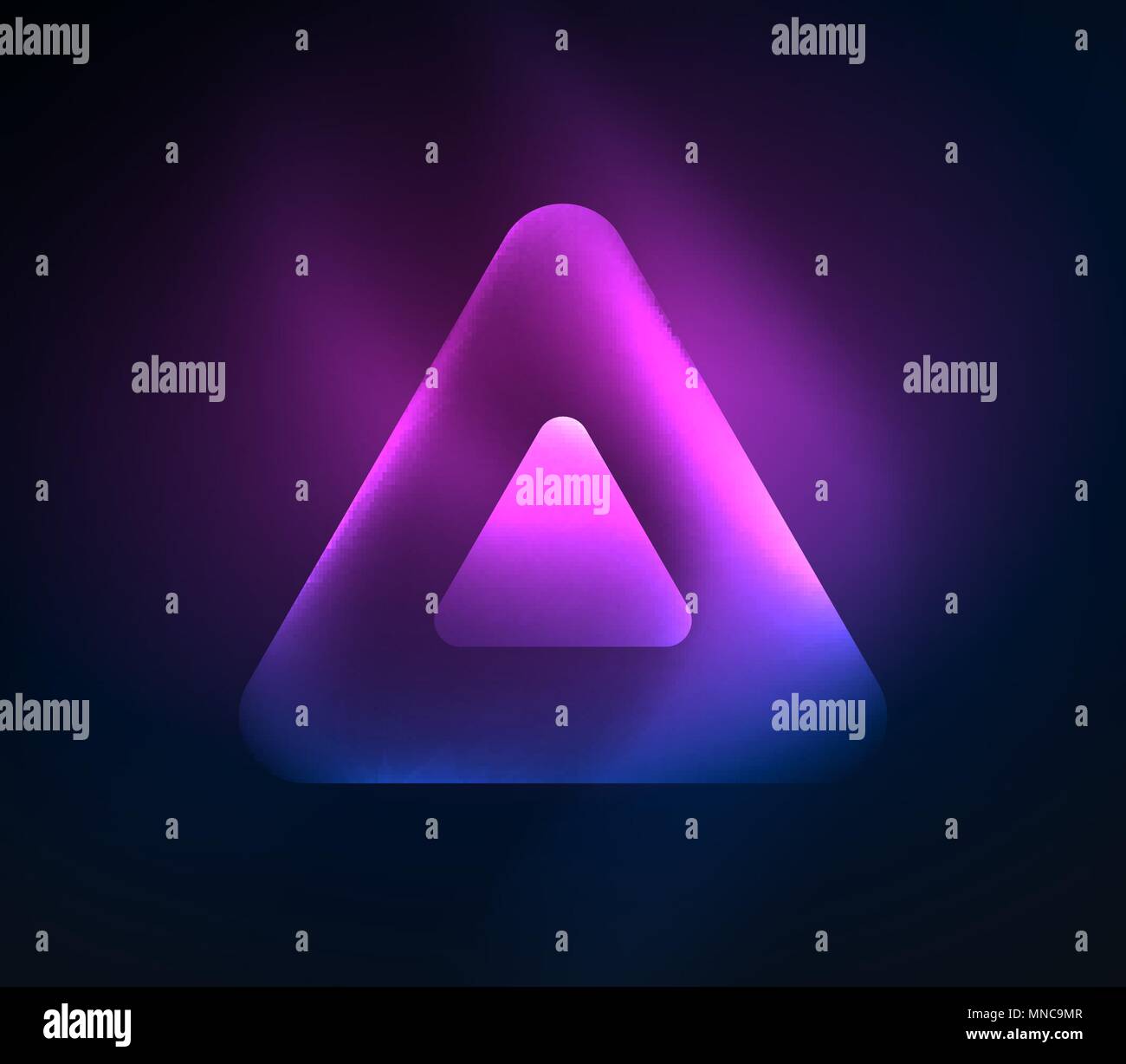 Glass glowing bright triangles on dark space design abstract background ...