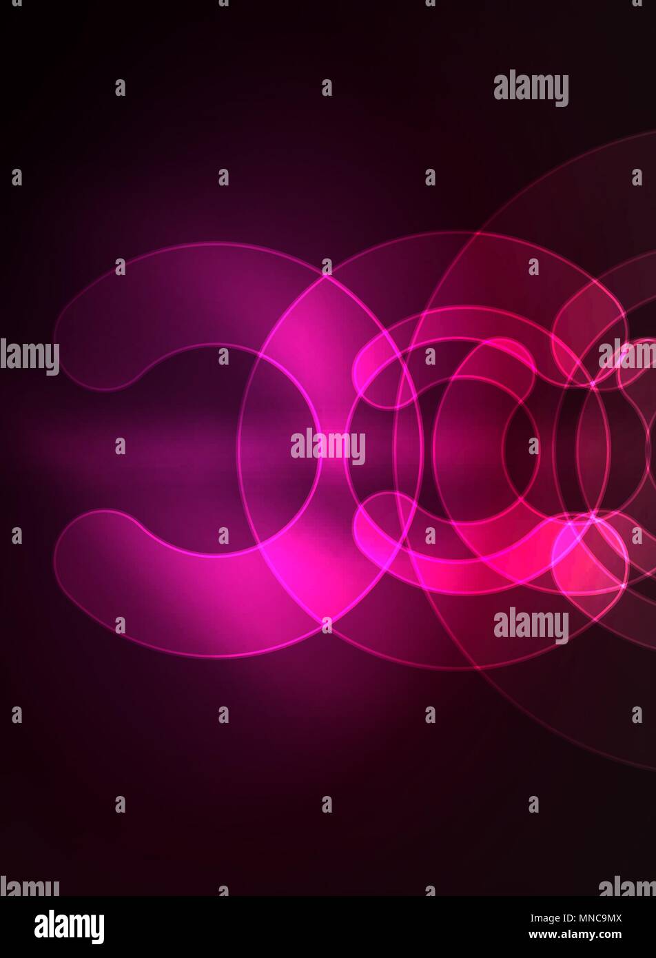 Round glowing elements on dark space, abstract background. Round ...