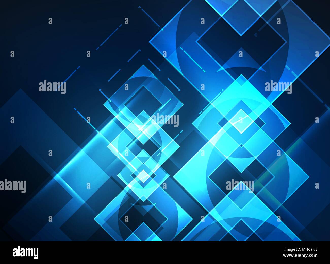 Glowing squares in the dark, digital abstract background. Glowing ...