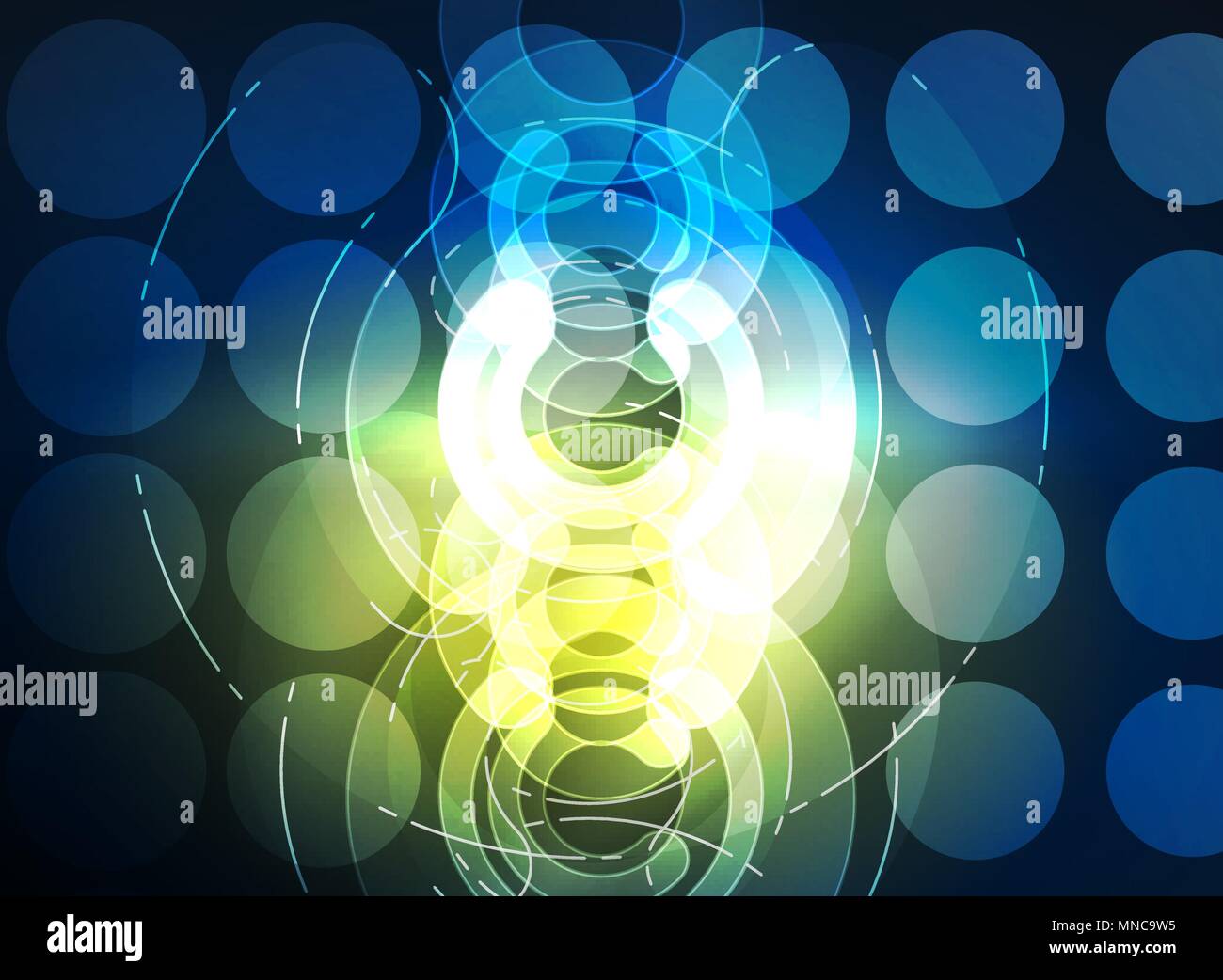 Round glowing elements on dark space, abstract background. Round ...