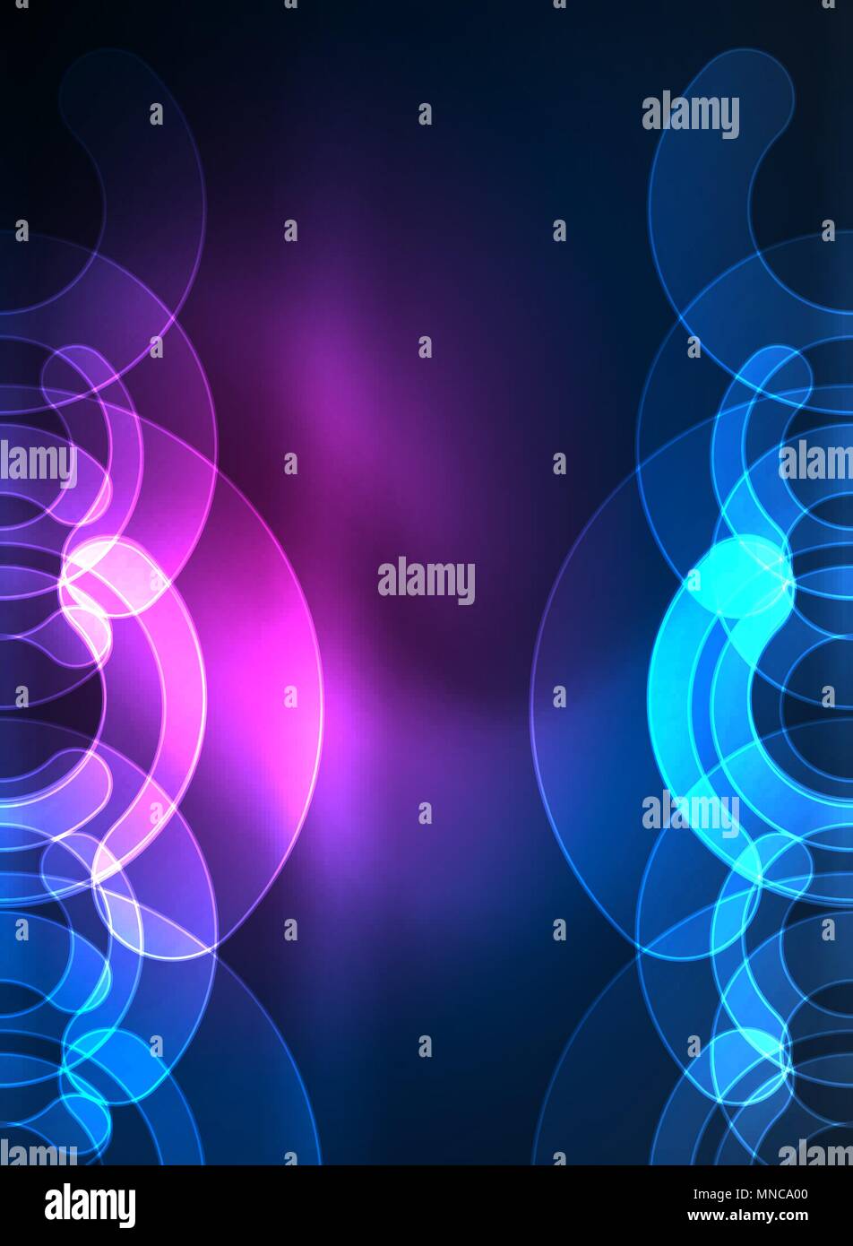 Round glowing elements on dark space, abstract background. Round ...