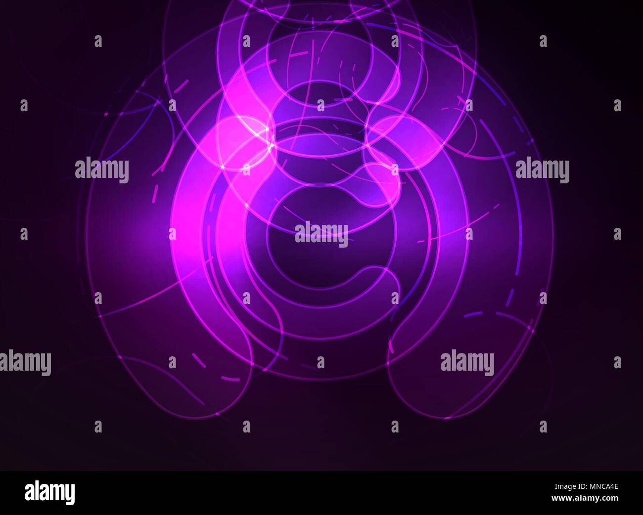 Round glowing elements on dark space, abstract background. Round ...