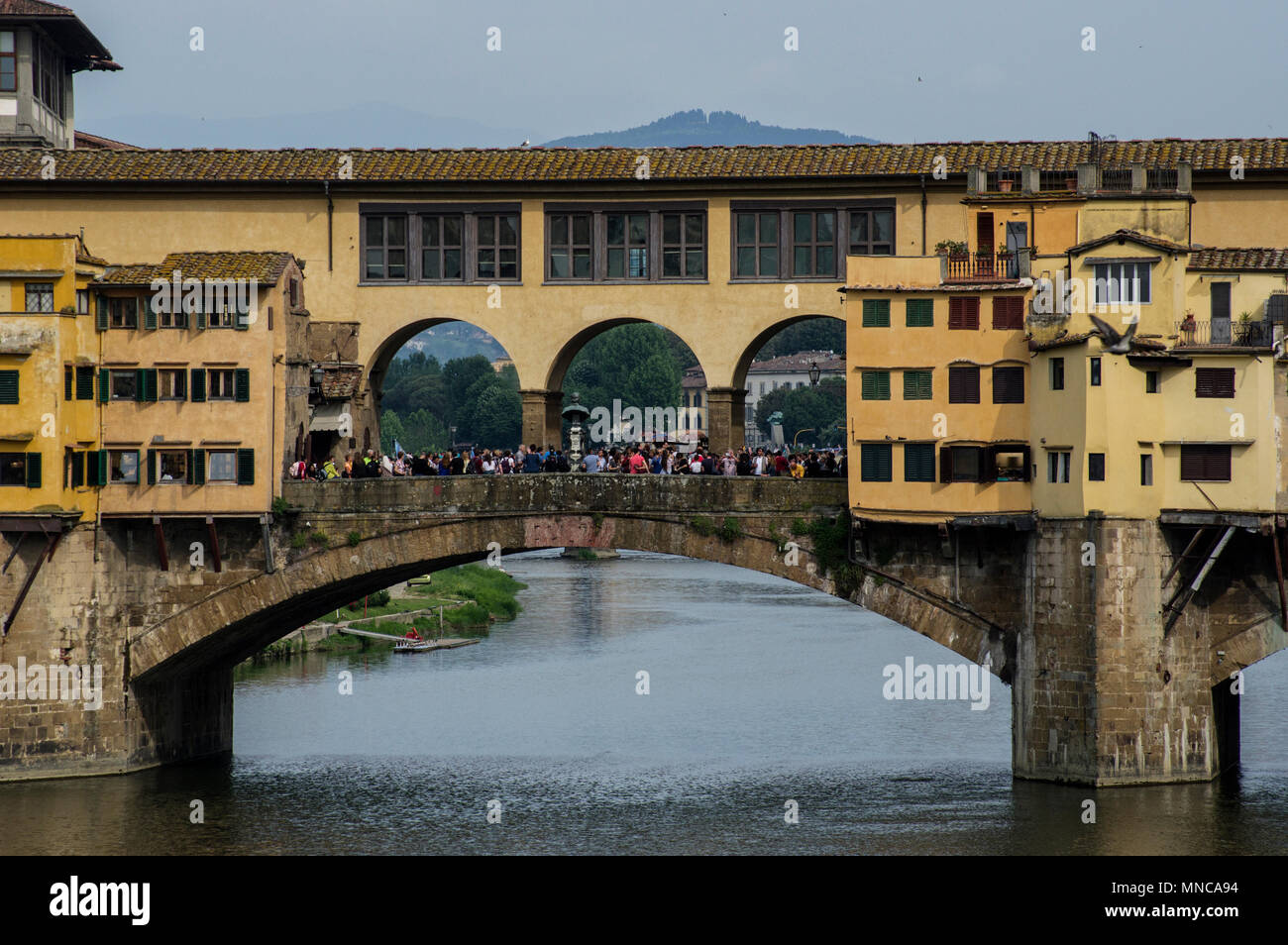 The Ponte Vecchio or Old Bridge in Florenze Italy is one of the major ...