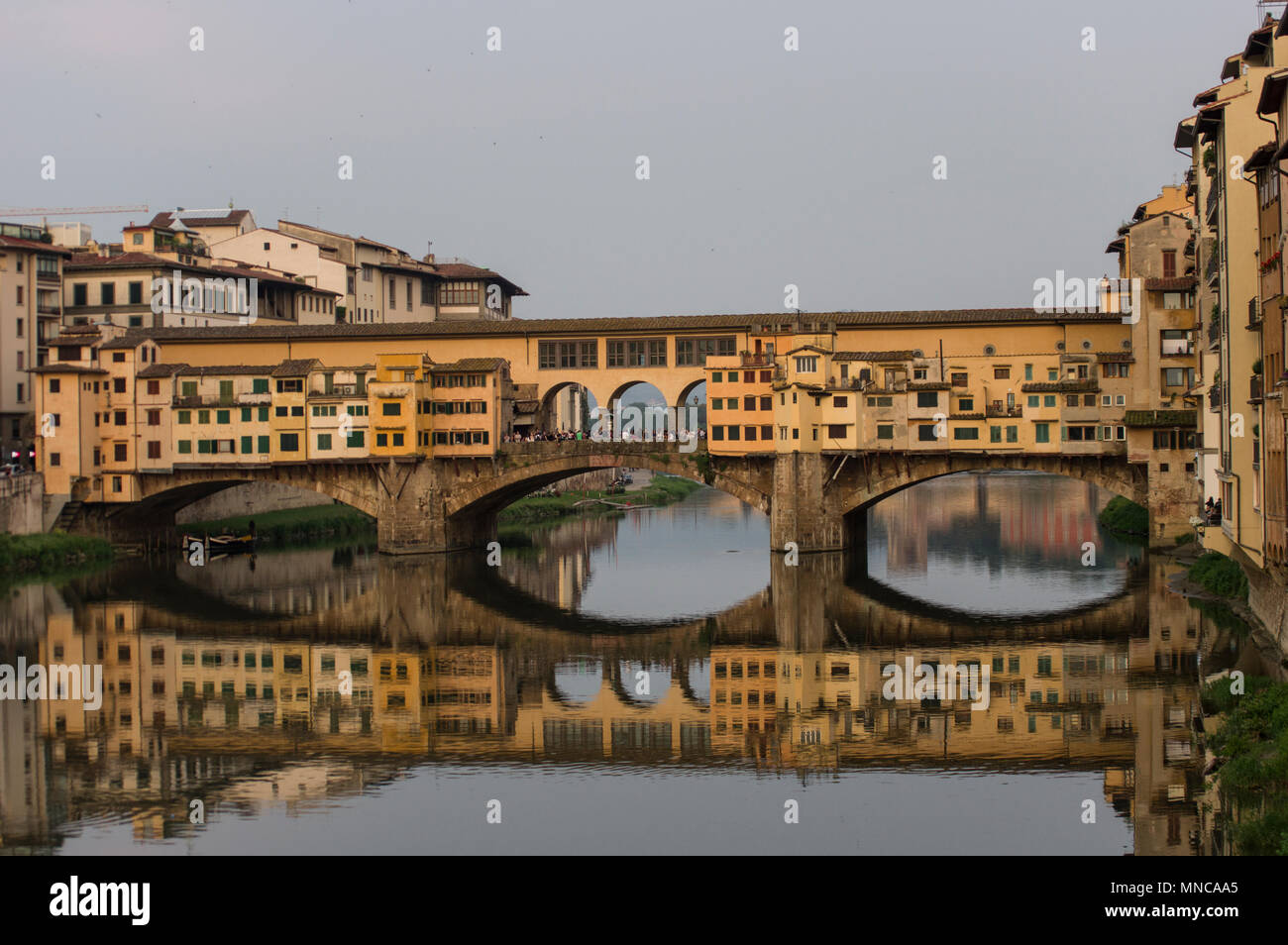 The Ponte Vecchio or Old Bridge in Florenze Italy is one of the major ...