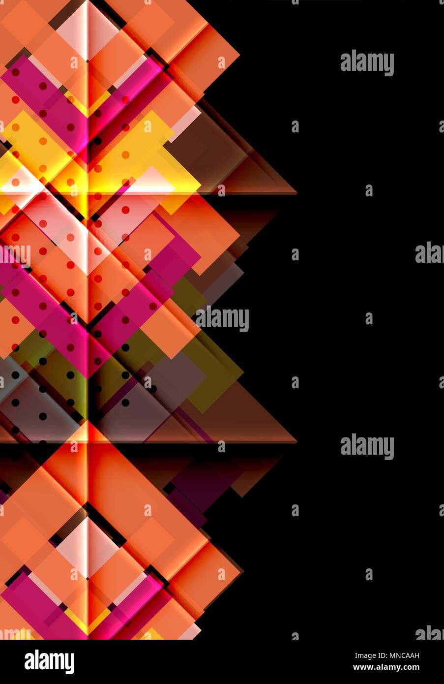 Colorful triangles and arrows on dark background. Colorful triangles ...