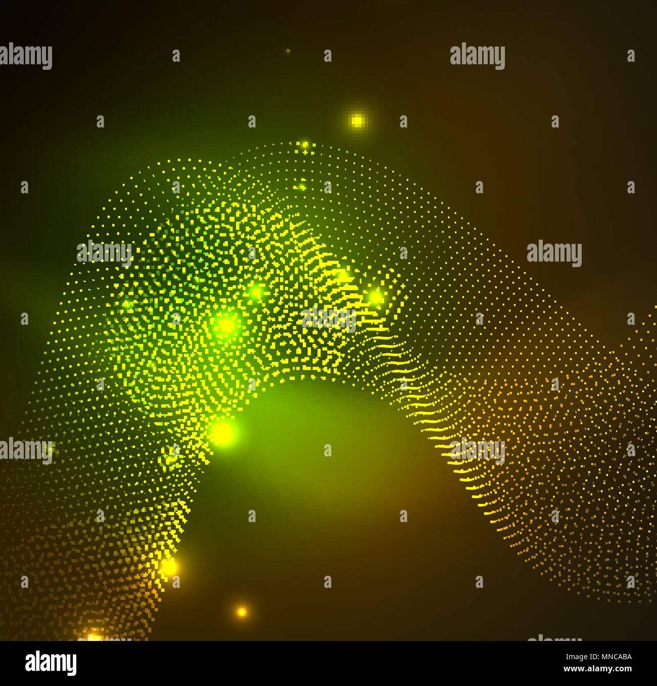 3D illuminated wave of glowing particles. 3D illuminated wave of ...