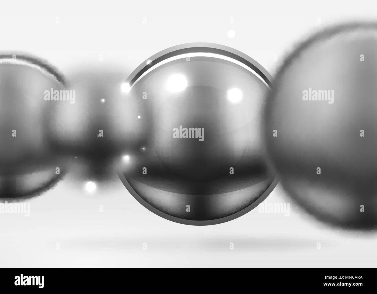 Tech blurred spheres and round circles with glossy and metallic surface ...