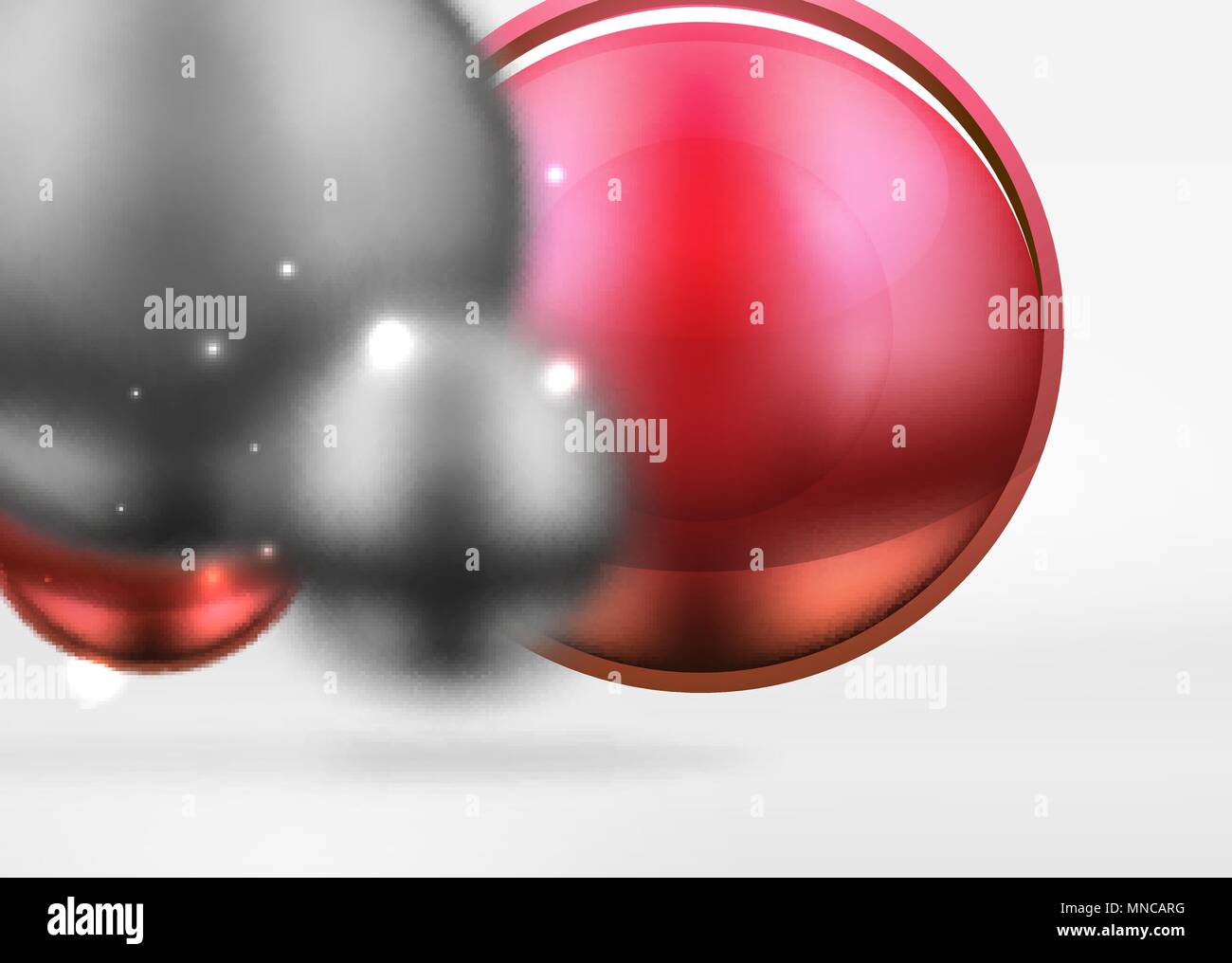 Tech blurred spheres and round circles with glossy and metallic surface ...