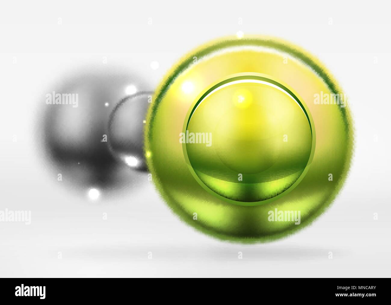 Tech blurred spheres and round circles with glossy and metallic surface ...